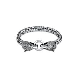Kuzzoi Herren Armband &raquo;Herren Wolfskopf Ringverschluss Rund 925 Silber&laquo; silber