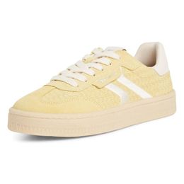 Tamaris Damen Plateausneaker Freizeitschuh, Halbschuh, Schn&uuml;rschuh im Retro-Look gelb 36