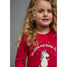 Kidsworld M&auml;dchen Kidsworld Jerseykleid &raquo;Einhorn&laquo; festliche Anl&auml;sse, kniefreie L&auml;nge, aus Baumwollmischung rot 140/146, N-Gr