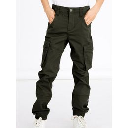 name it Jungen Cargohose &raquo;NKMRYAN &ndash; f&uuml;r Jungen mit verstellbarem Bund und Stretchkomfort&laquo; unifarben, casual, regular fit, Twill gr&uuml;n 176, N-Gr