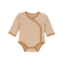 FIXONI Kinder Wickelbody "Wrap Body LS Y/D Stripe" in Braun | Gr.: 56