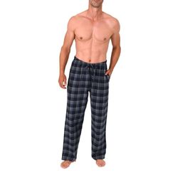 Normann Lange Schlafanzug Pyjama Flanell Hose kariert - 88087 in grau/marine | Gr.: 56