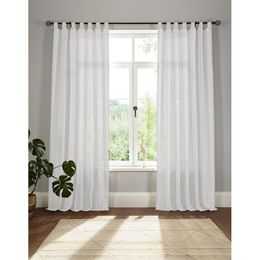 Andas Vorhang &raquo;Elby 1&laquo; Schlaufen 1 Stk. tlg. transparent, basic, monochrom, bis 295 cm L&auml;nge wei&szlig; Jacquard, Baumwolle, Polyester