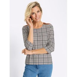 Sieh an! Rundhals-Shirt in schwarz-cognac-bedruckt | Gr.: 40