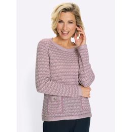 Sieh an! Rundhals-Pullover in mauve-ecru-gemustert | Gr.: 50