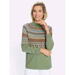Sieh an! Norwegerpullover in eucalyptus-ocker-gemustert | Gr.: 46
