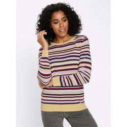 Sieh an! Langarm-Pullover in mauve-traube-geringelt | Gr.: 48