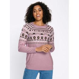 Sieh an! Pullover in mauve-ecru-gemustert | Gr.: 40