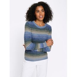 Sieh an! Langarm-Pullover in royalblau-sesam-gemustert | Gr.: 52