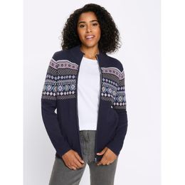 Sieh an! Strickjacke in marine-mauve-gemustert | Gr.: 42