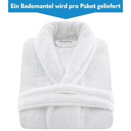 HAMMETEX Bademantel &raquo;Bademantel unisex, ultraweicher & flauschiger Fleecemantel&laquo; Packung, ideal f&uuml;r Sauna & Spa, Hotelbademantel, Morgenmantel wei&szlig; 