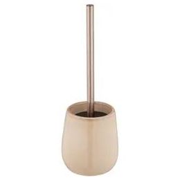 WC-Garnitur Wenko "Sirmione", beige, H:40cm L:10,5cm, Edelstahl, Keramik, Kunststoff, Reinigungsb&uuml;rsten, Keramik, individuelle Glasur, Toilettenb&uuml;rste mit Kunststoffabdeckung