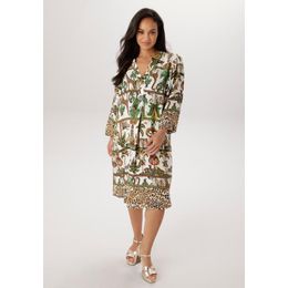 Aniston Plus Damen Aniston PLUS Blusenkleid mit farbenfrohem Safari Print - NEUE KOLLEKTION 44, N-Gr
