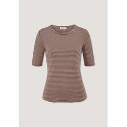 hessnatur Softrib Streifen T-Shirt Fitted aus Bio-Baumwolle und Modal in ros&eacute; | Gr.: 48