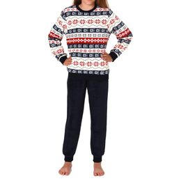 Normann Kinde langarm Schlafanzug Pyjama B&uuml;ndchen Norweger Coralfleece - 76977 in rosa | Gr.: 140