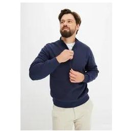 Sweatshirt bonprix "Sweatshirt mit Troyerkragen", Herren, Gr. 52/54 (L), blau (dunkelblau), Sweatware, Obermaterial: 60% Baumwolle, 40% Polyester, unifarben, regular fit h&uuml;ftbedeckend, Rundhals, Rippb&uuml;ndchen, Sweatshirts Sweatshirt, mit Stehkragen mit kurzem Rei&szlig;verschluss, Regular Fit, unifarben