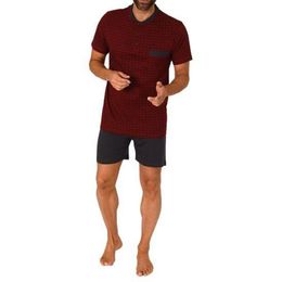 Normann Karierte shorty Pyjama Knopfleiste und Brusttasche - 82917 in rot | Gr.: 52