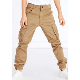 name it Jungen Cargohose &raquo;NKMRYAN &ndash; f&uuml;r Jungen mit verstellbarem Bund und Stretchkomfort&laquo; unifarben, casual, regular fit, Twill braun 164, N-Gr