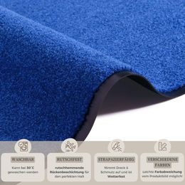 Hanse Home Fu&szlig;matte &raquo;Wash & Clean&laquo; rechteckig 7 mm H&ouml;he Schmutzfangmatte, T&uuml;rmatte, In- und Outdoor, Teppich, L&auml;ufer, waschbar blau Kunstfaser
