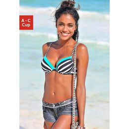 Kangaroos Damen Kangaroos Push-Up-Bikini-Top &raquo;Anita&laquo; im sportlichen Blockstreifendesign schwarz-wei&szlig; 34, Cup B