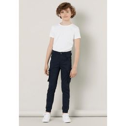 name it Jungen Cargohose &raquo;NKMRYAN &ndash; f&uuml;r Jungen mit verstellbarem Bund und Stretchkomfort&laquo; unifarben, casual, regular fit, Twill blau 158, N-Gr