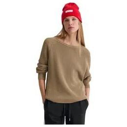 Marc O'Polo Strickpullover MARC O'POLO "aus Heavy-Weight-Organic-Cotton", Damen, Gr. XS, soft mocca, Obermaterial: 100% Baumwolle, unifarben, Rundhals, Pullover Strickpullover