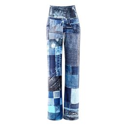 WINSHAPE Damen Sporthose &raquo;Functional Comfort Wide Leg Pants CUL105C&laquo; mit Patchwork-Print M, Normalgr&ouml;&szlig;en