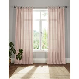 Andas Vorhang &raquo;Elby 1&laquo; Schlaufen 1 Stk. tlg. transparent, basic, monochrom, bis 295 cm L&auml;nge rosa Jacquard, Baumwolle, Polyester