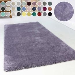 Esprit Hochflor-Teppich &raquo;Relaxx ESP-4150&laquo; rechteckig 25 mm H&ouml;he Wohnzimmer, sehr gro&szlig;e Farbauswahl, weicher dichter Hochflor lila Kunstfaser