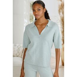 Lascana Damen Lascana Poloshirt aus hochwertigem Strick, Loungewear 36/38