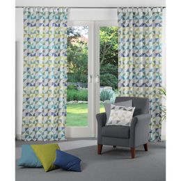 WIRTH Vorhang &raquo;Berlare&laquo; Schlaufen 1 Stk. tlg. blau Jacquard, Baumwolle, Polyester