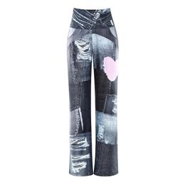 WINSHAPE Damen Sporthose &raquo;Functional Comfort Wide Leg Pants CUL105C&laquo; mit Patchwork-Print S, Normalgr&ouml;&szlig;en