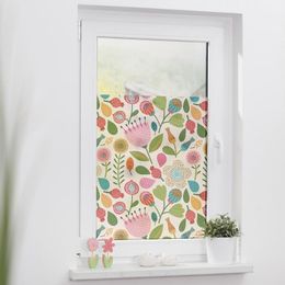 LICHTBLICK ORIGINAL Fensterfolie &raquo;Blumen&laquo; 1 Stk. blickdicht strukturiert Klebepunkte bunt PVC