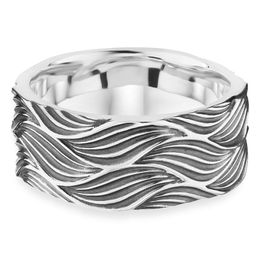 CAI Ca&iuml; Herren CA&Iuml; Fingerring &raquo;925/- Sterling Silber oxidiert Wellen&laquo; wei&szlig;