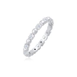Elli Damen Fingerring &raquo;Bandring Kugel Zirkonia Viereck 925 Silber&laquo; silber