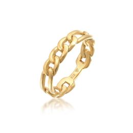 Elli Damen Fingerring &raquo;Bandring Figaro Panzer Glieder Chunky 925 Silber&laquo; gold