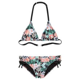 Chiemsee M&auml;dchen Triangel-Bikini mit floralem Design schwarz 122/128, N-Gr