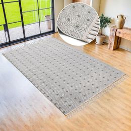 Bruno Banani Teppich &raquo;Dotty, In- und Outdoor geeignet&laquo; rechteckig 6 mm H&ouml;he Woll-Optik, Hoch-Tief Struktur, mit Fransen, Balkon, Terrasse gr&uuml;n Kunstfaser