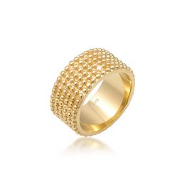 Elli Damen Fingerring &raquo;Breit Bandring Dots Kugeln 925 Silber&laquo; gold