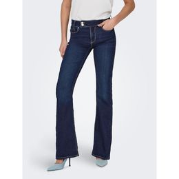 Only Damen Only Bootcut-Jeans &raquo;ONLPAOLA HW FLARED BJ143 JNS DNM&laquo; mit doppeltem Knopfverschluss S, L&auml;nge 32