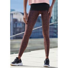 active by Lascana Lascana Active Damen LASCANA ACTIVE Funktionsleggings mit Animal Print braun L (44/46), N-Gr