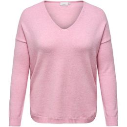 Only Carmakoma Damen Only CARMAKOMA V-Ausschnitt-Pullover &raquo;CARMARGARETA LS PULLOVER KNT NOOS&laquo; Viskosemischung, regular fit rosa M