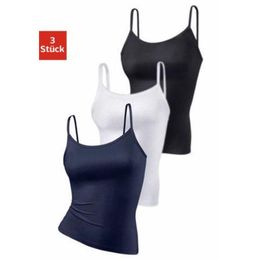 Vivance Active Damen Vivance active Spaghettitop 3er-Pack, aus weicher Microfaser blau 32/34