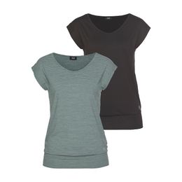 H.I.S. H.I.S Damen Funktionsshirt Spar-Set, 2er-Pack, &auml;rmellos, figurfreundlicher Schnitt, ideal f&uuml;r Sport und Wandern gr&uuml;n 44/46