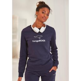 Kangaroos Damen Kangaroos Sweatshirt, mit Kontrastfarbenem Logodruck, Loungewear blau 32/34