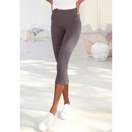 Lascana Damen Lascana Caprileggings mit breitem, weichen B&uuml;ndchen grau 36/38, N-Gr