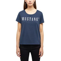 Mustang Damen Mustang Rundhalsshirt &raquo;ALMA&laquo; mit Logo Print blau M