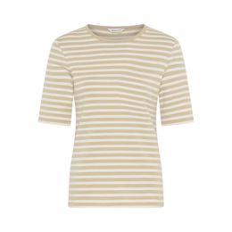 Gant Damen T-Shirt &raquo;SLIM STRIPED 1X1 RIBBED KA T-SHIRT&laquo; mit dezentem Logoschriftzug am &Auml;rmelabschluss grau M
