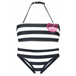 Bench. M&auml;dchen Bandeau-Bikini mit trendigen Streifen schwarz-wei&szlig; 158/164, N-Gr