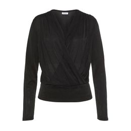 Lascana Damen Lascana Langarmshirt aus gl&auml;nzender Qualit&auml;t schwarz 32/34